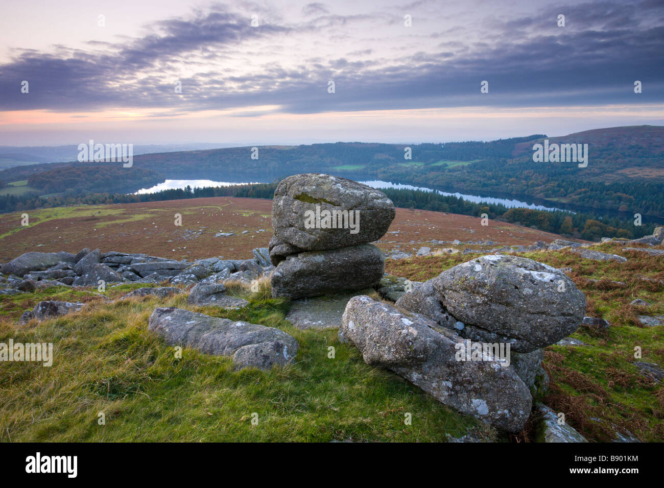 Burrator Reservoir from Sheepstor Dartmoor National Park Devon England ...