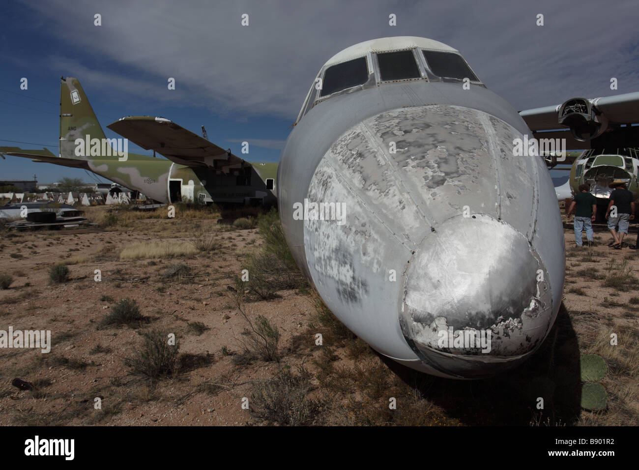 Old Aircraft at aircraft restoration facility near airplane boneyard ...