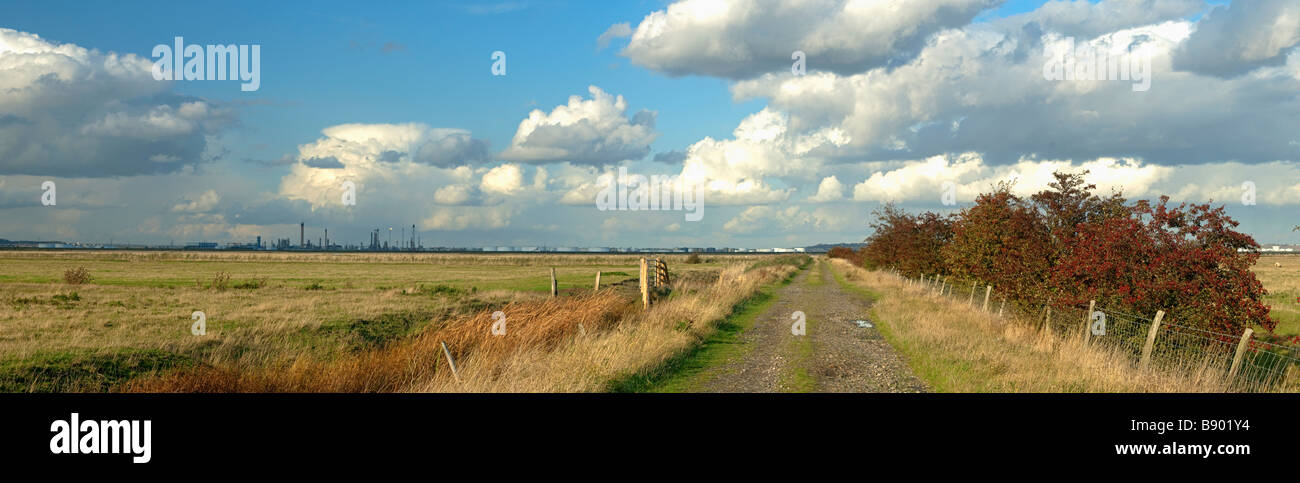 Track across Cliffe Marshes, Isle of Grain, Kent, England, Autumn Stock ...