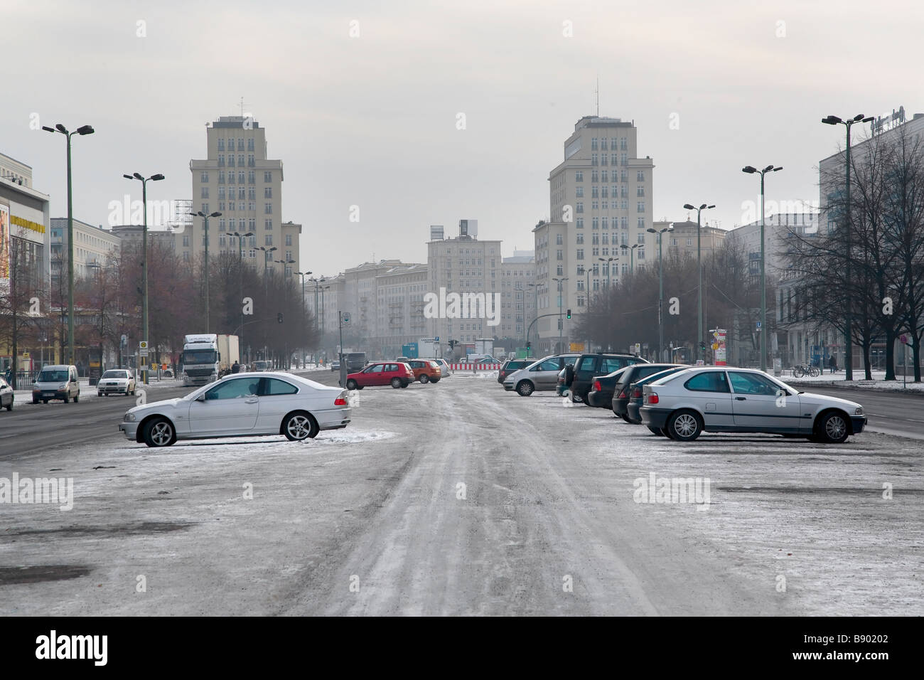 Skyline in East Berlin, Karl Marx str Stock Photo - Alamy