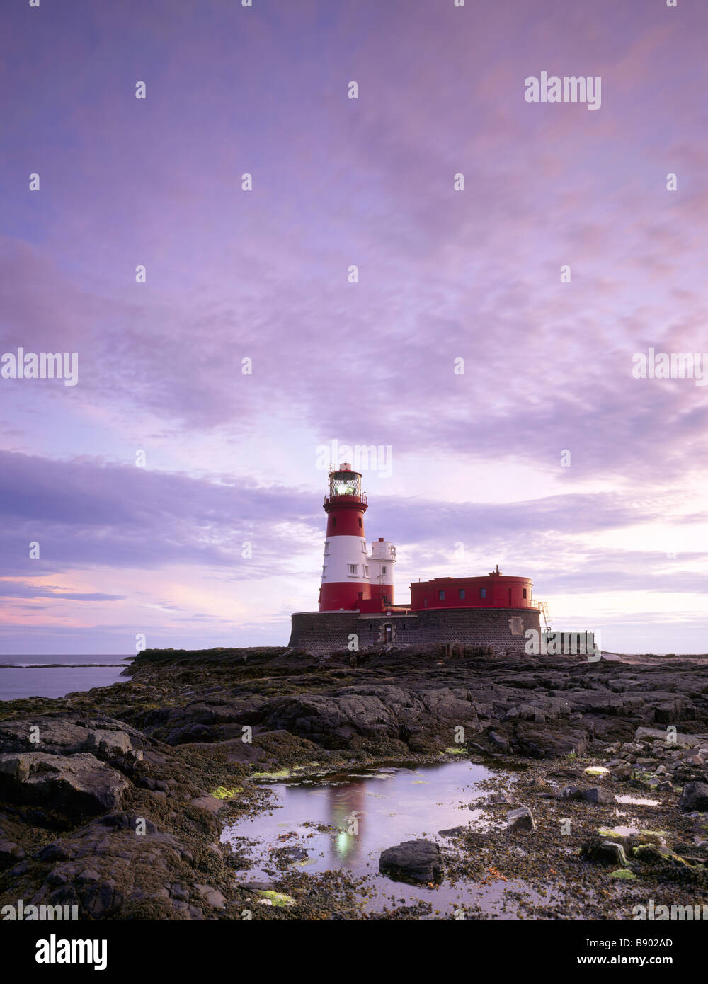 View of Longstone Lighthouse on the Farne Islands taken at sunset Stock ...