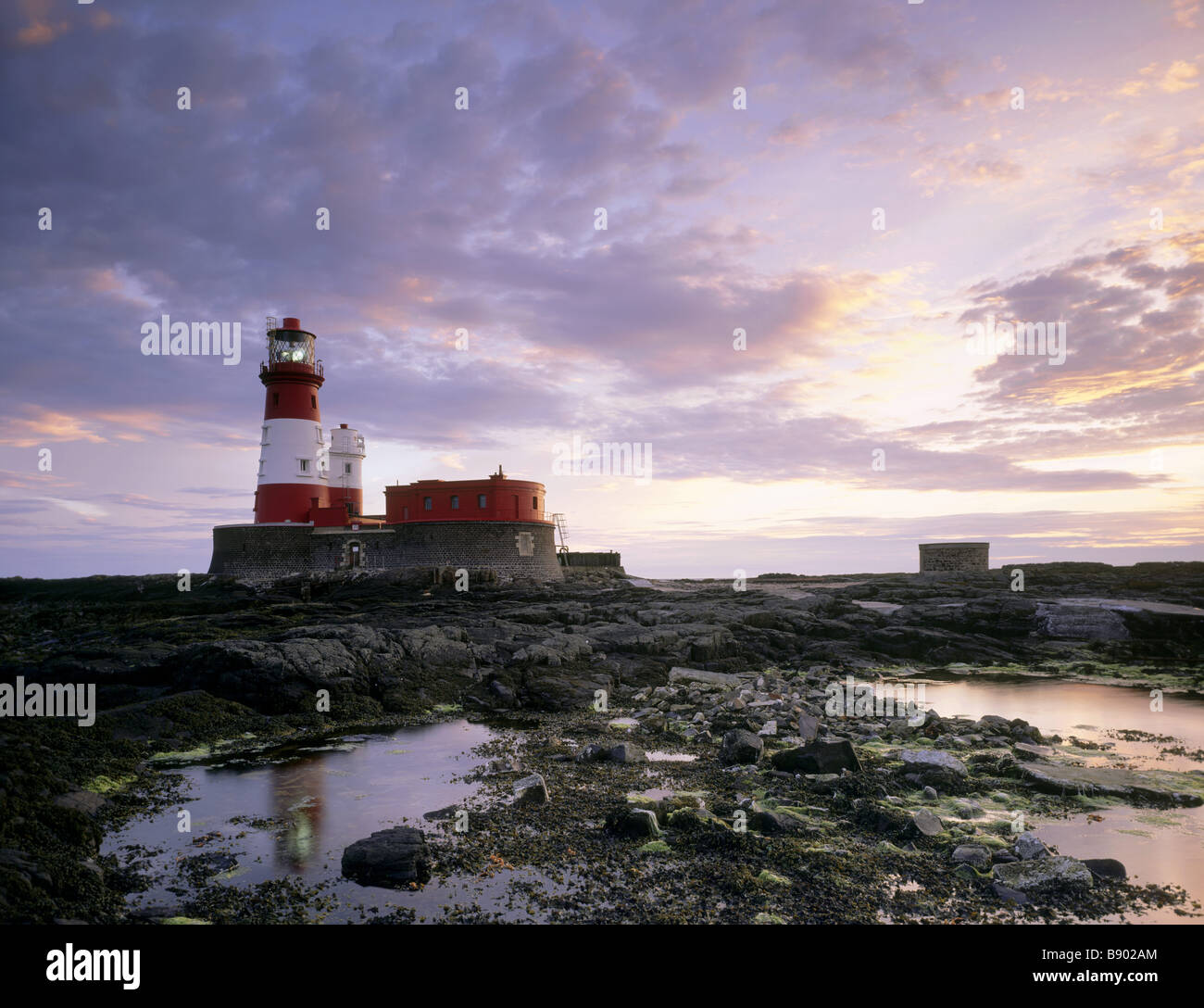 View of Longstone Lighthouse on the Farne Islands taken at sunset Stock ...