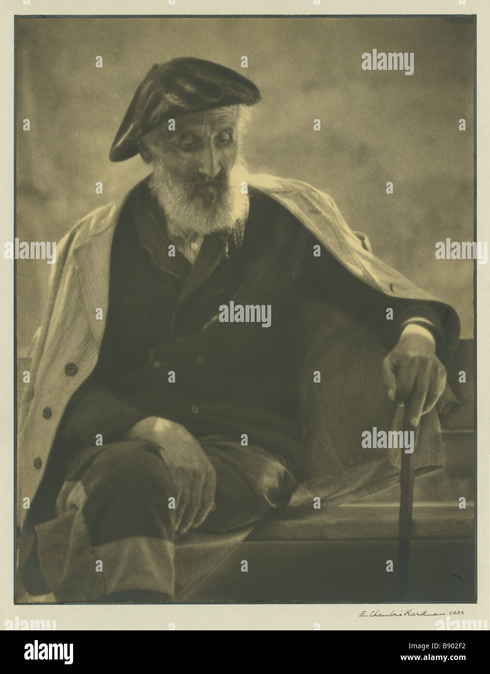 Photograph by E Chambré Hardman of an old Frenchman at Etang de Berre ...