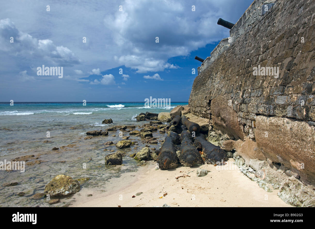 Cannons from World War I at Needham's Point, Barbados, "Carlisle Bay ...
