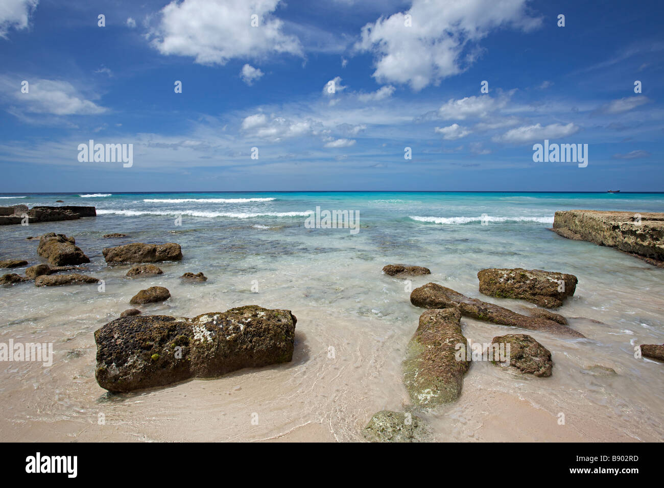 Pebbles Beach at West Coast of Barbados, "West Indies Stock Photo - Alamy
