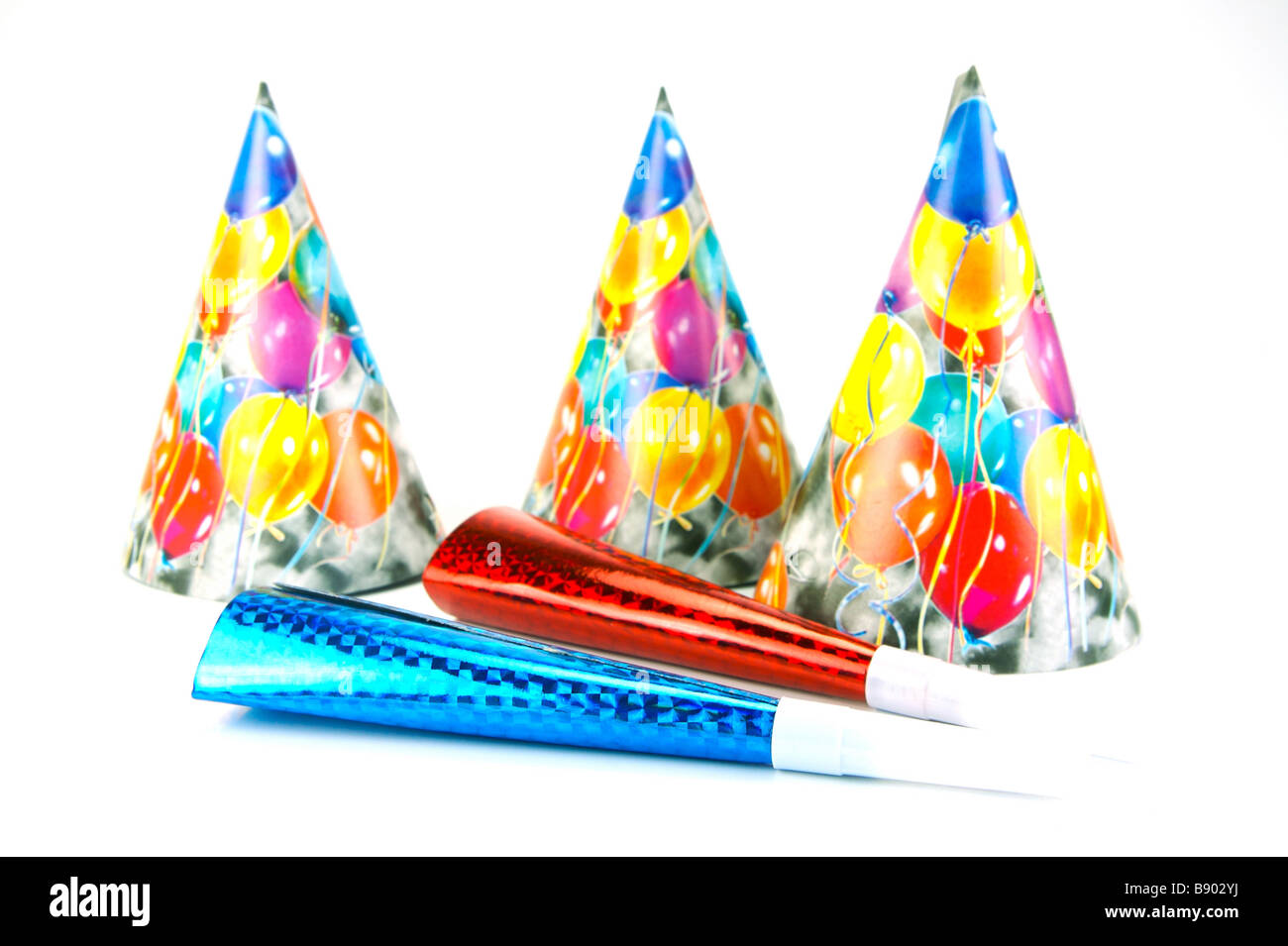 Party squawkers isolated against a white background Stock Photo - Alamy