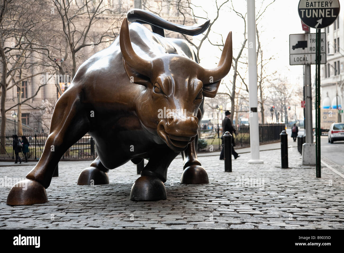 Charging Bull on Bowling Green and Broadway New York USA Stock Photo ...