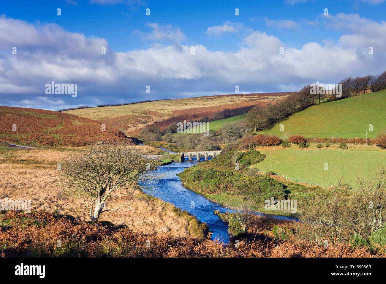 Landacre Bridge spanning the River Barle near Withypool Exmoor National ...