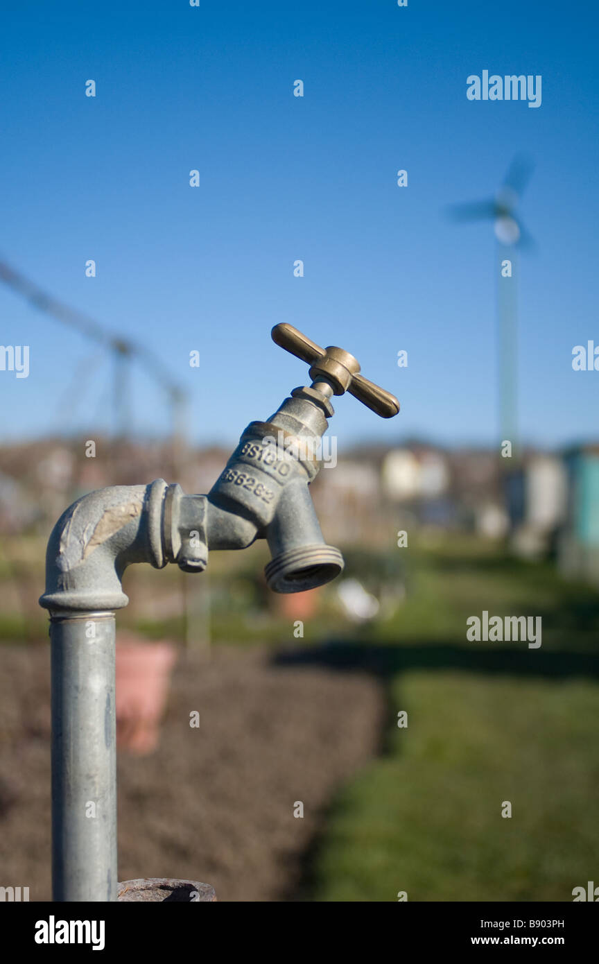 grey tap at allotments Stock Photo - Alamy