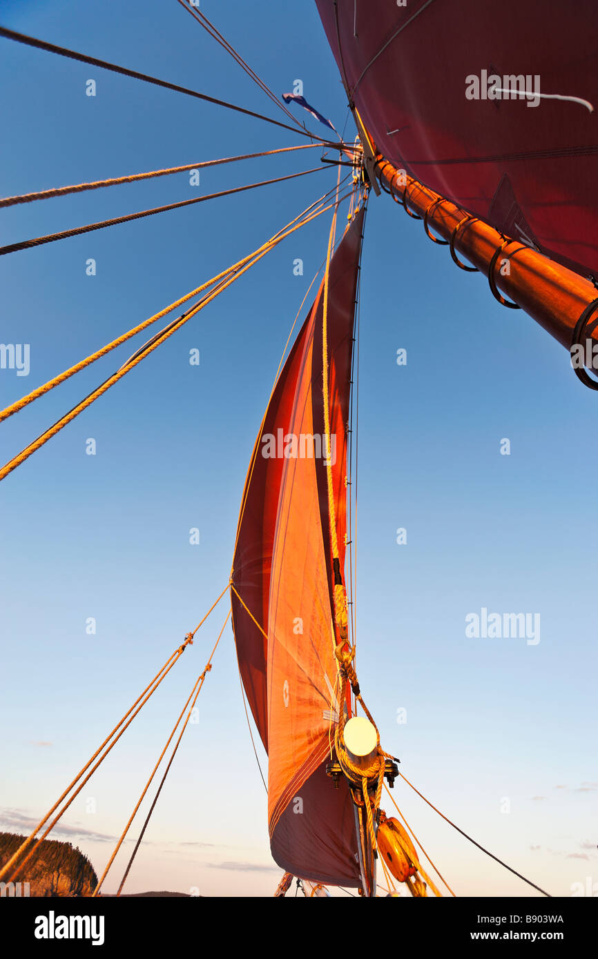 Sails and rigging of sailing boat low angle view hi-res stock ...