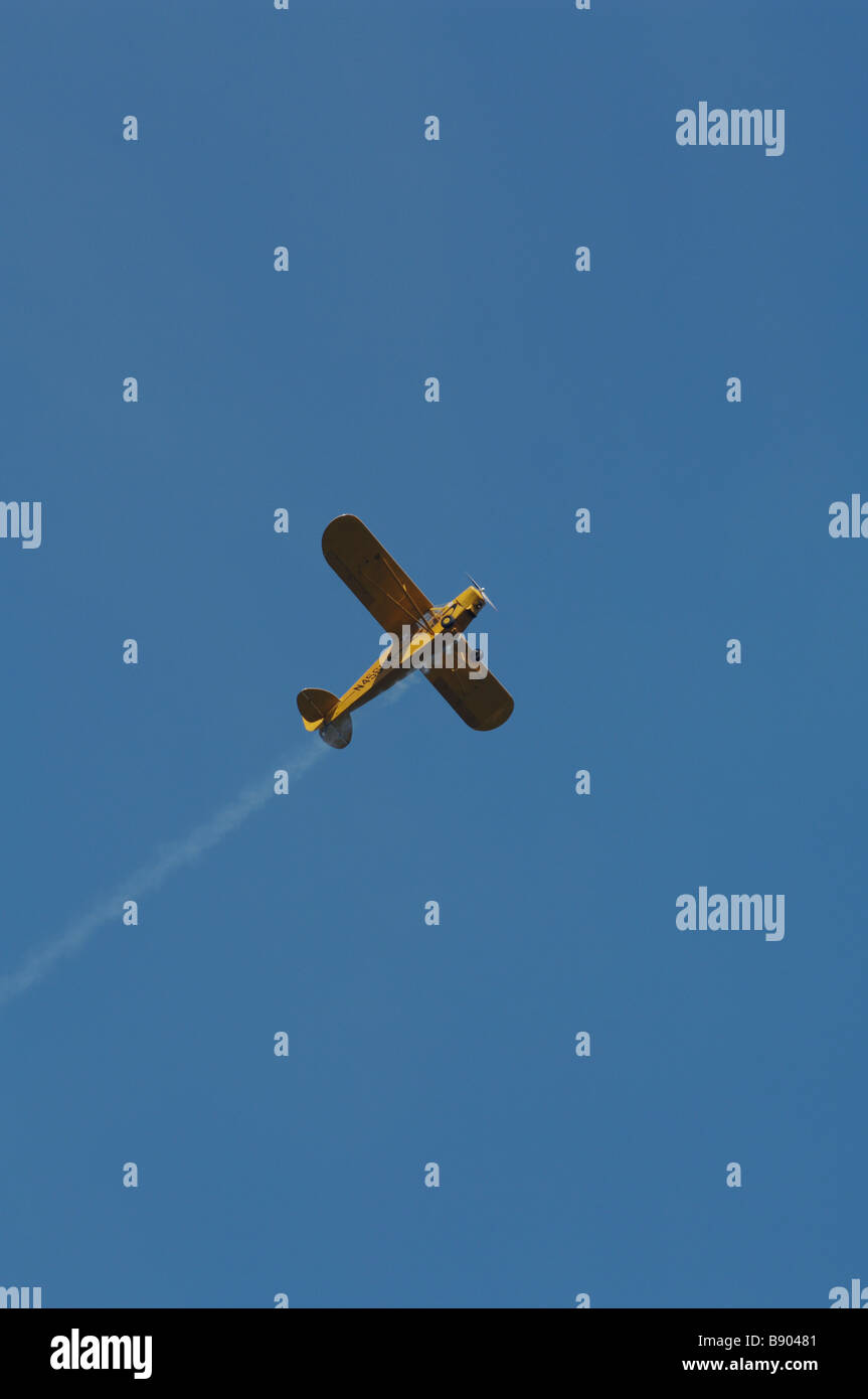 Stunt pilot flying Piper cub at Rhinebeck Aerodrome, historic Hudson ...