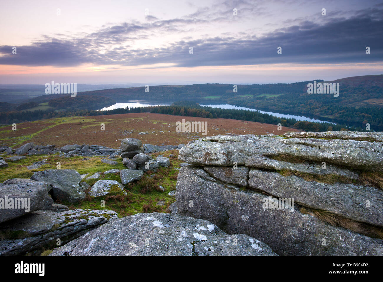 Burrator Reservoir from Sheepstor Dartmoor National Park Devon England ...