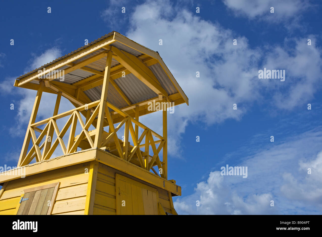 Lifeguard tower in "Pebble Beach", Barbados, "West Indies Stock Photo ...