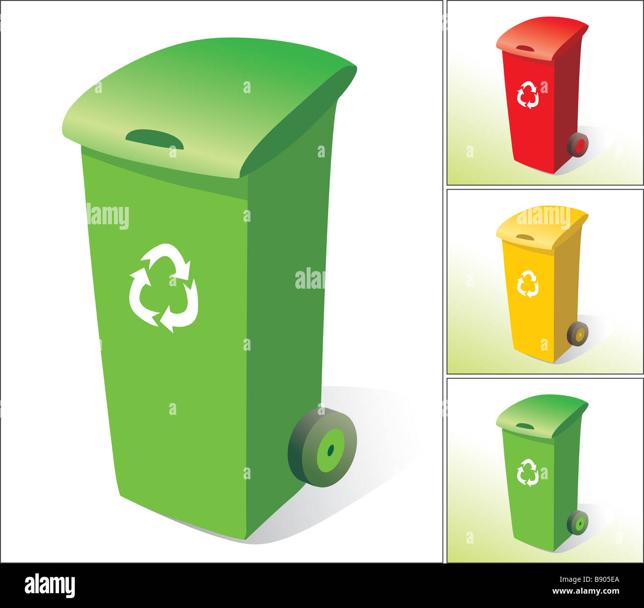 Rubbish bins, three colors Stock Photo - Alamy