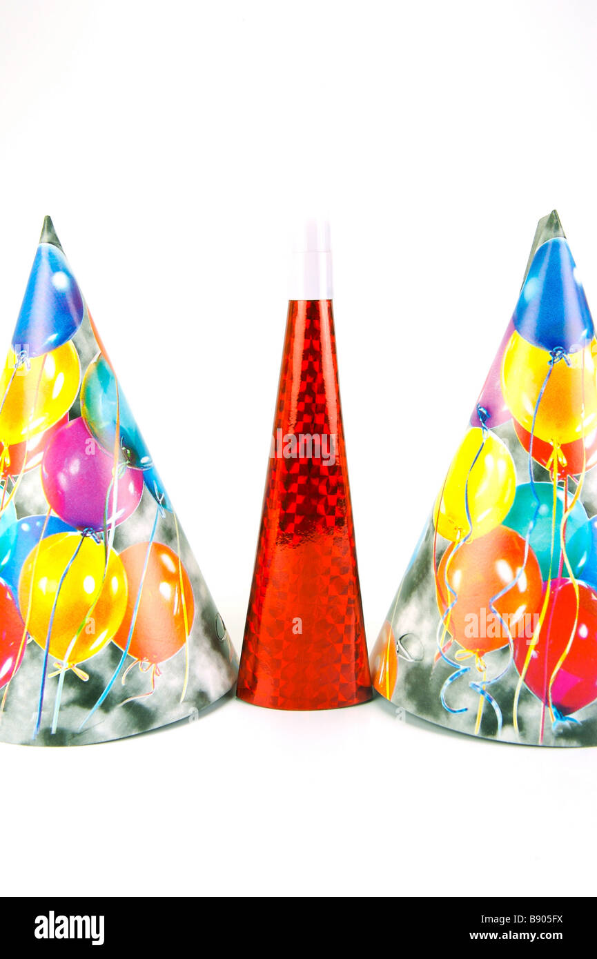 Party squawkers isolated against a white background Stock Photo - Alamy