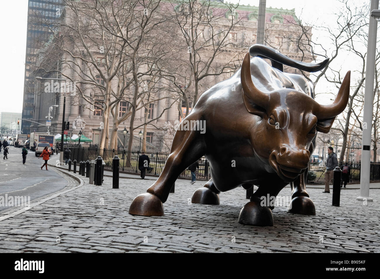 Charging Bull on Bowling Green and Broadway New York USA Stock Photo ...