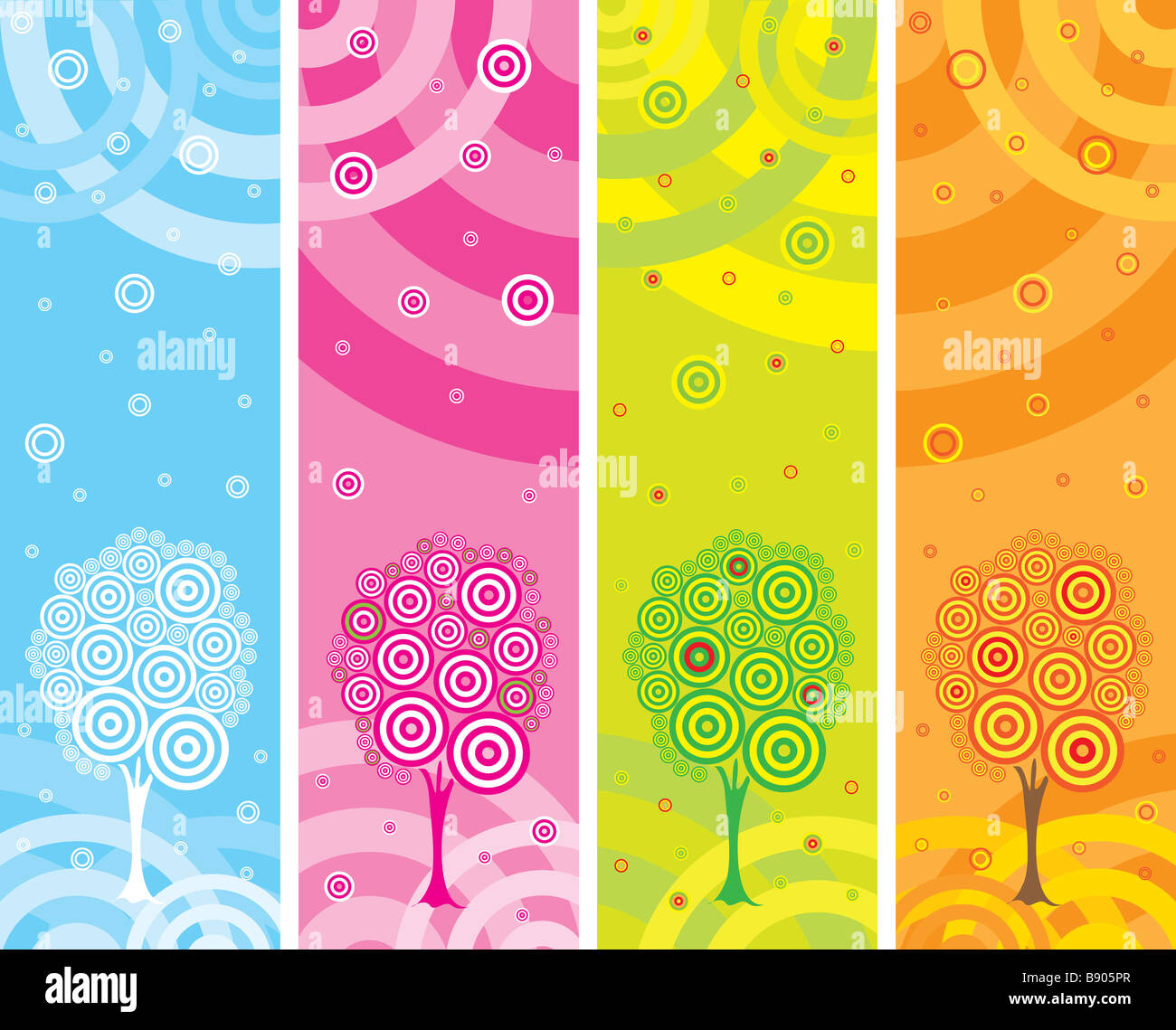 Set of four seasons banners Stock Photo - Alamy