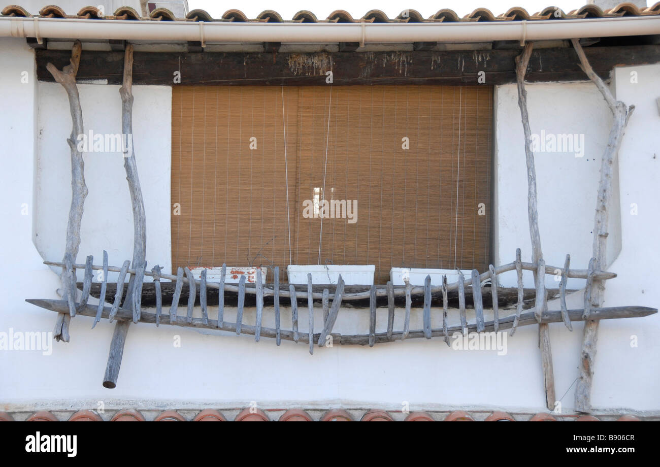 Window with blinds and wooden decoration, France, Europe Stock Photo ...