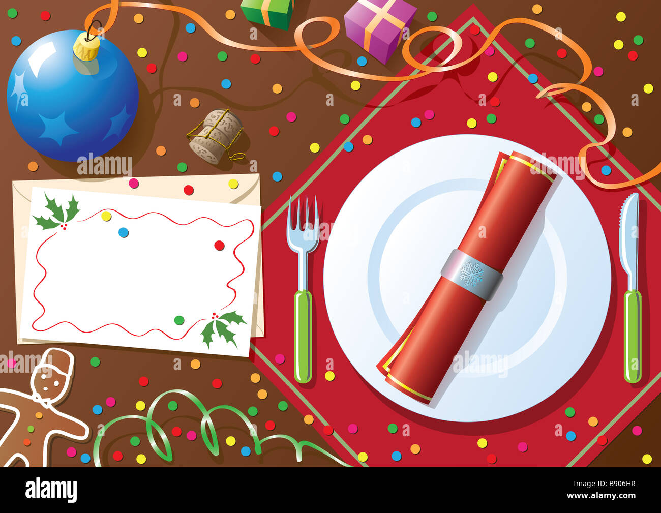 Christmas dinner table illustration Stock Photo - Alamy