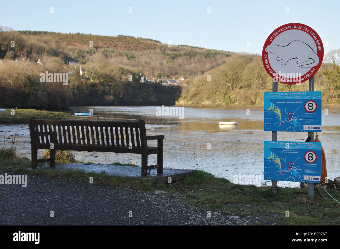 River Teifi walk at St Dogmaels information signs otter trail ...