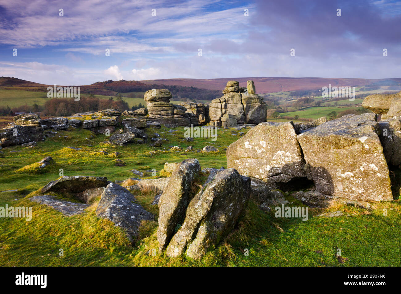 Hound Tor Dartmoor National Park Devon England Stock Photo - Alamy