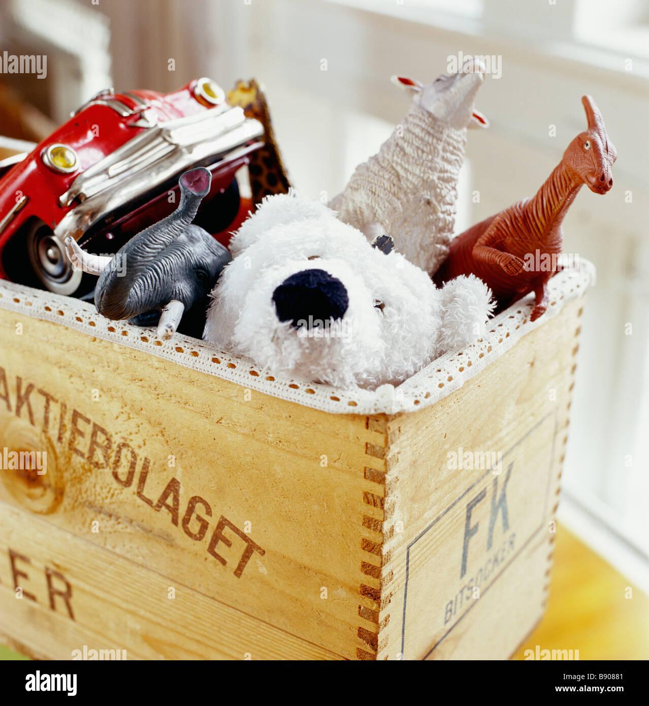 Toys in a box Sweden Stock Photo - Alamy
