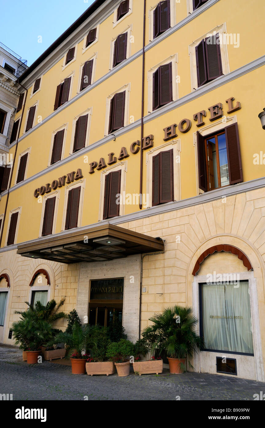 Entrance to the 4 star Hotel Colonna Palace in centre of Rome Italy ...