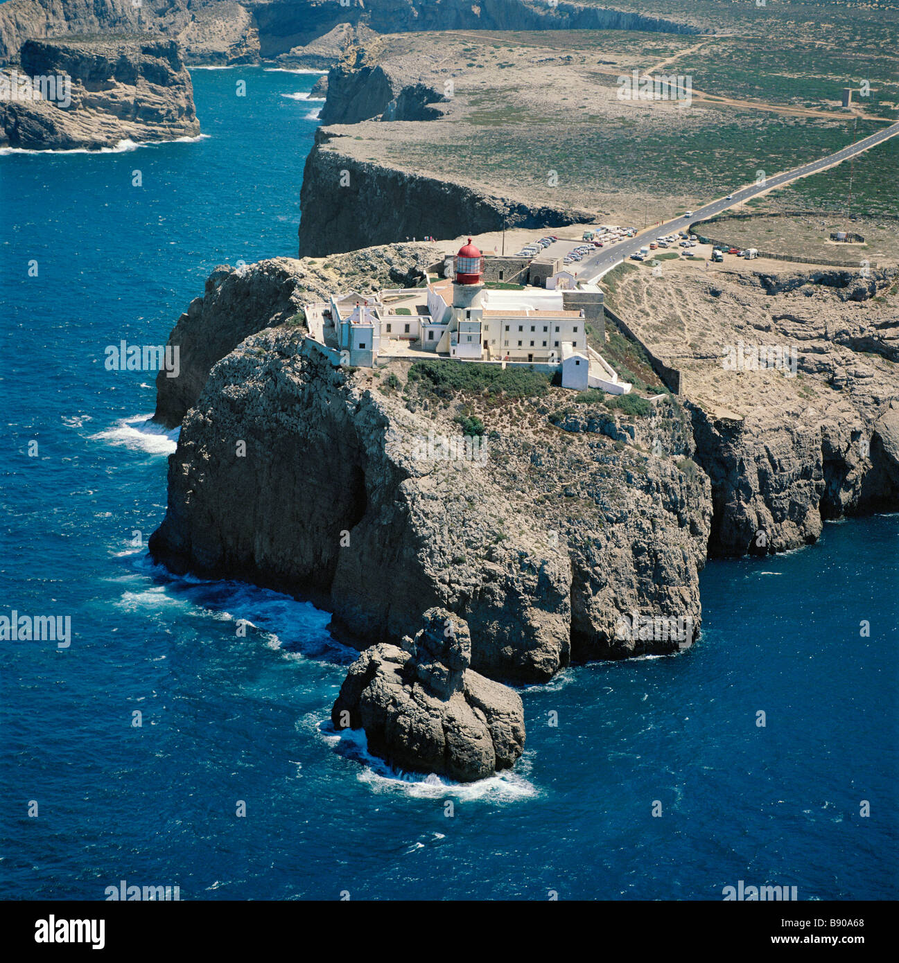 Portugal The Algarve, Cape St Vincent lighthouse, aerial view Stock ...