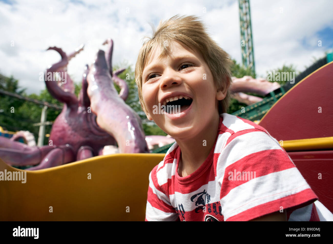 A boy in an amusement park Denmark Stock Photo - Alamy