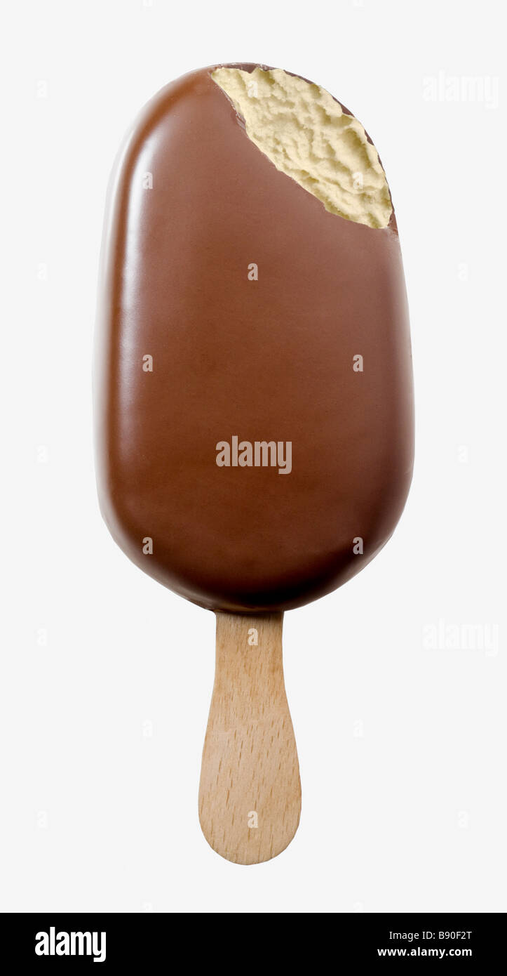 Chocolate and vanilla ice cream on a wooden stick Stock Photo - Alamy