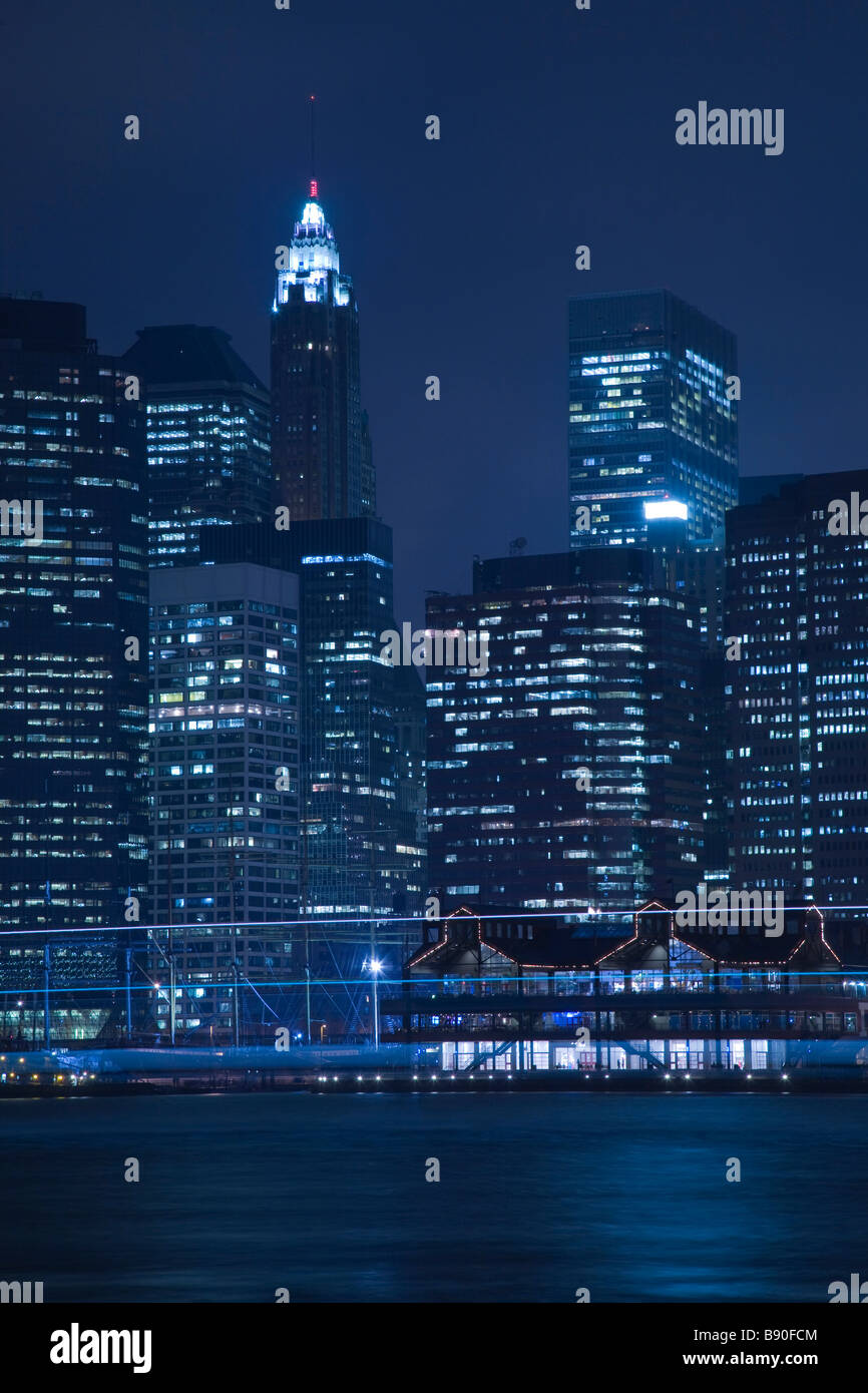 Manhattan skyline at Night Lights Stock Photo - Alamy
