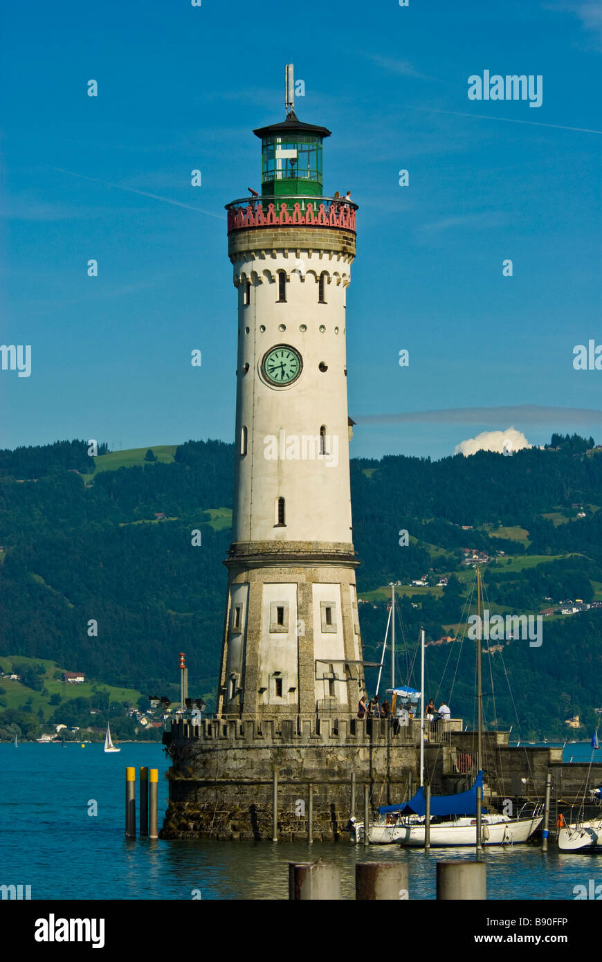 Light tower at Lindau harbor Lake Constance Bavaria Germany Leuchtturm ...