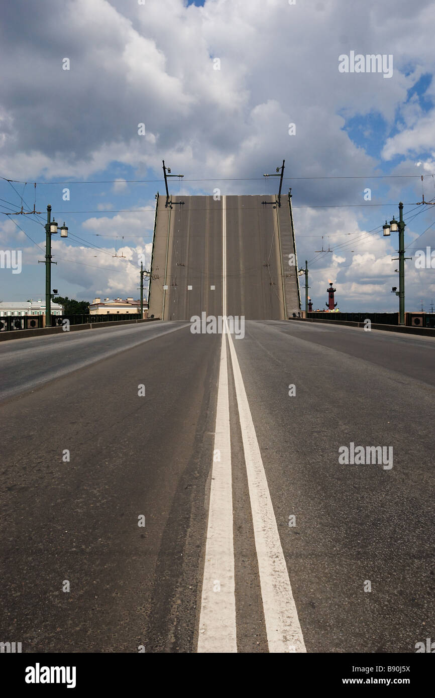 Raised drawbridge at daylight in St Petersburg Russia Stock Photo - Alamy