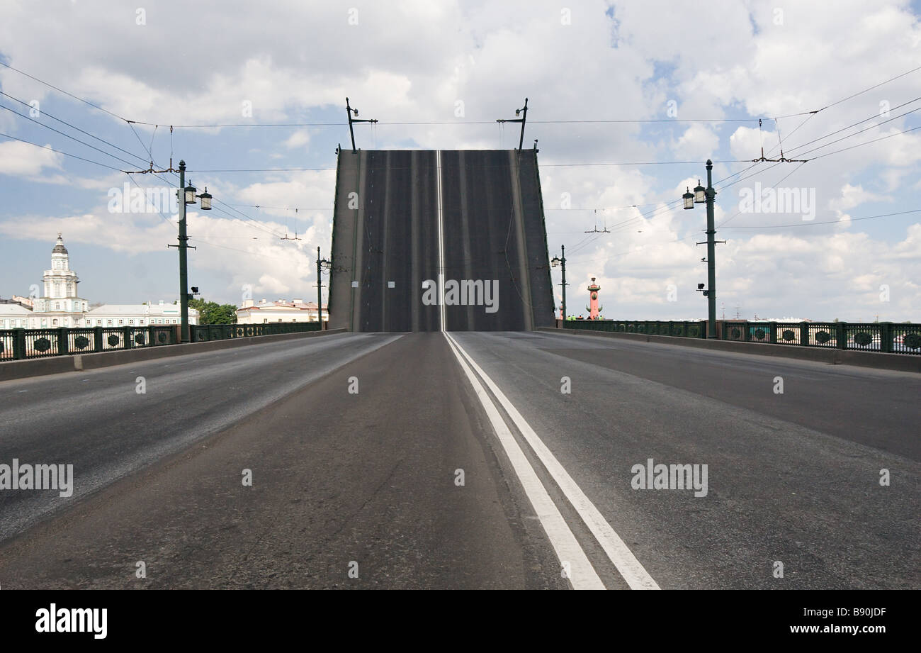 Raised drawbridge at daylight in St Petersburg Russia Stock Photo - Alamy