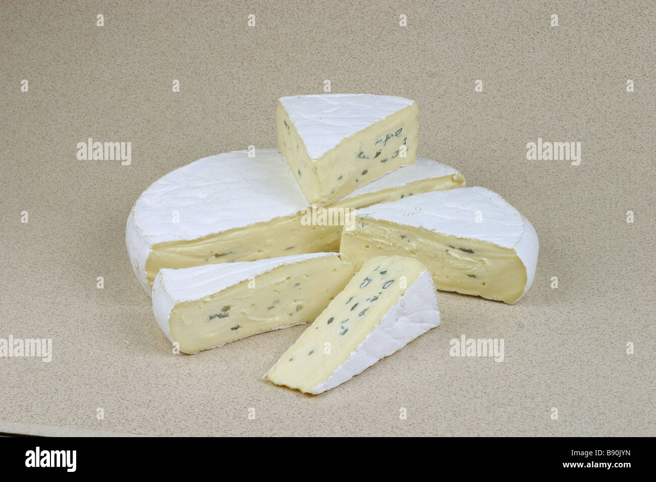 slices of Blue Brie cheese Stock Photo - Alamy
