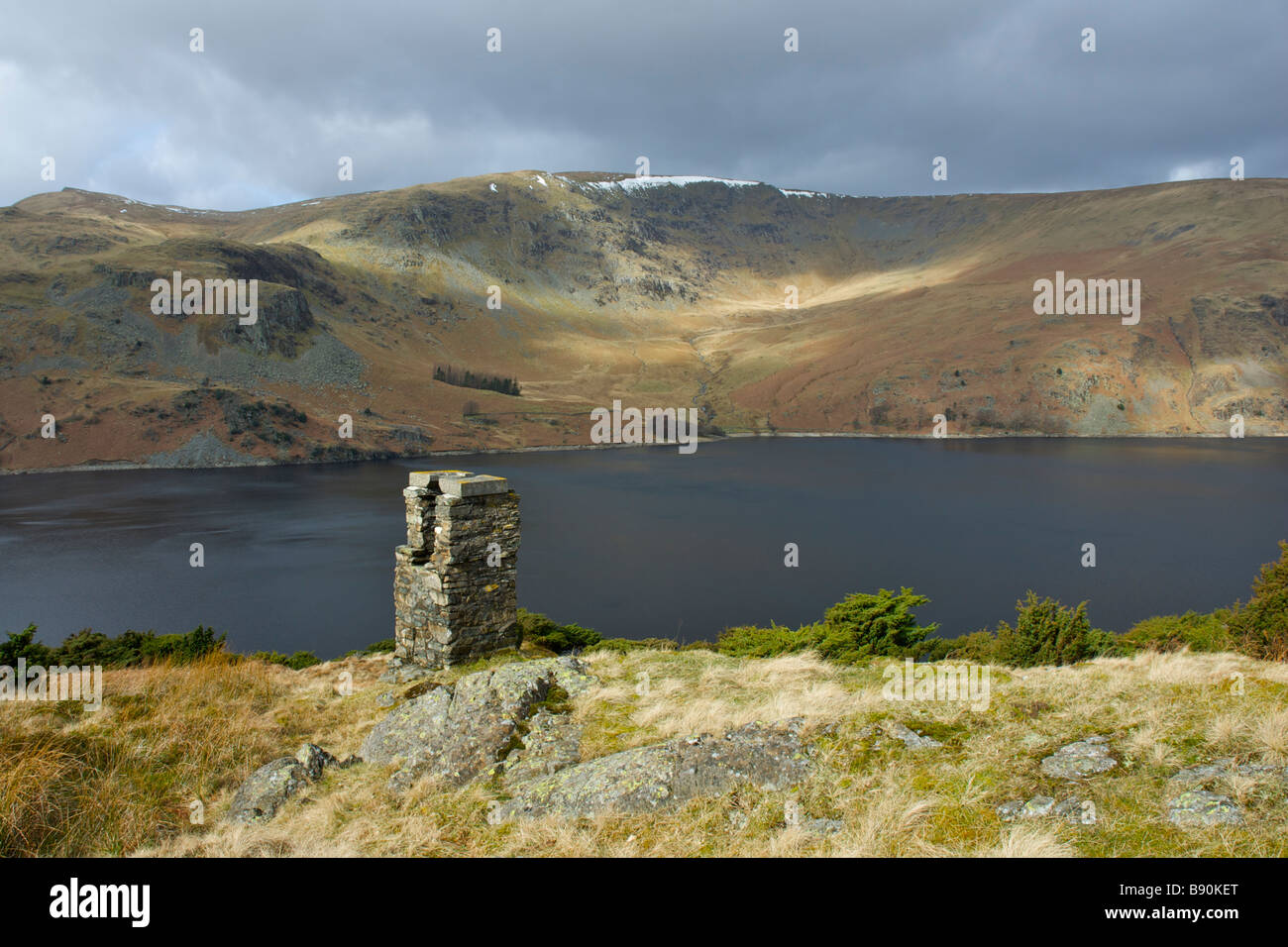 Surveying pillar on Mardale Common, overlooking Haweswater, Lake ...