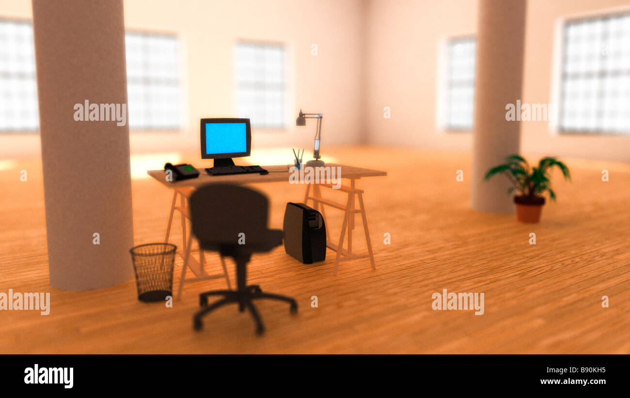 Desk laptop empty fice hi-res stock photography and images - Alamy