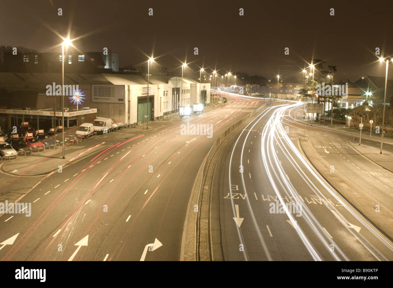 Car lights night road headlights beams hi-res stock photography and ...