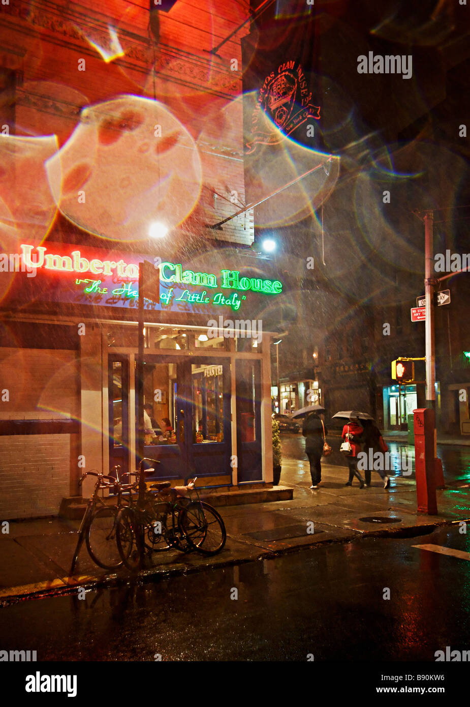 Italian restaurant at night Mulberry Street Little Italy SoHo NYC USA ...