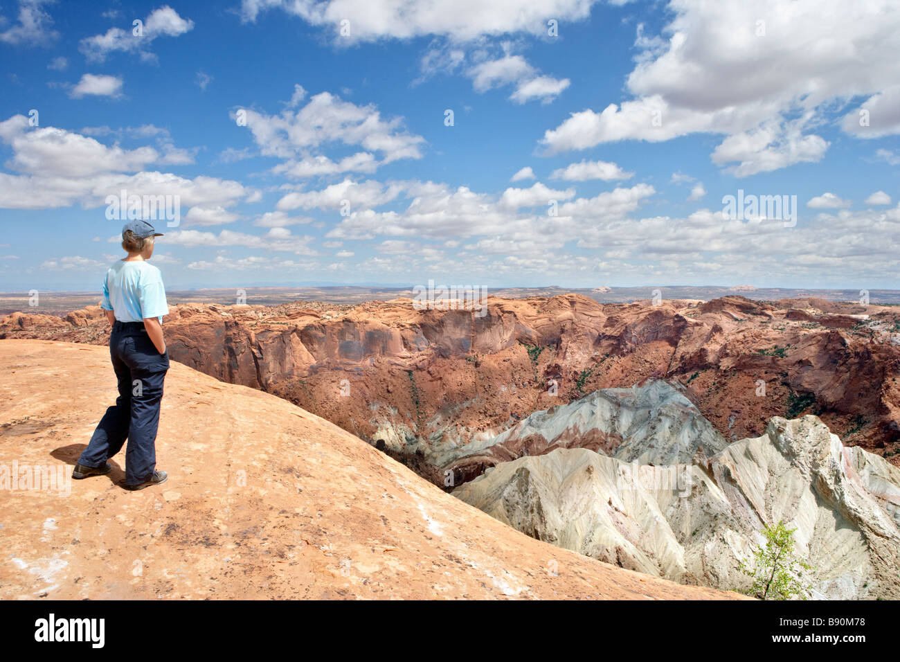 Tourist at Upheaval Dome in Canyonlands National Park Utah USA Stock ...