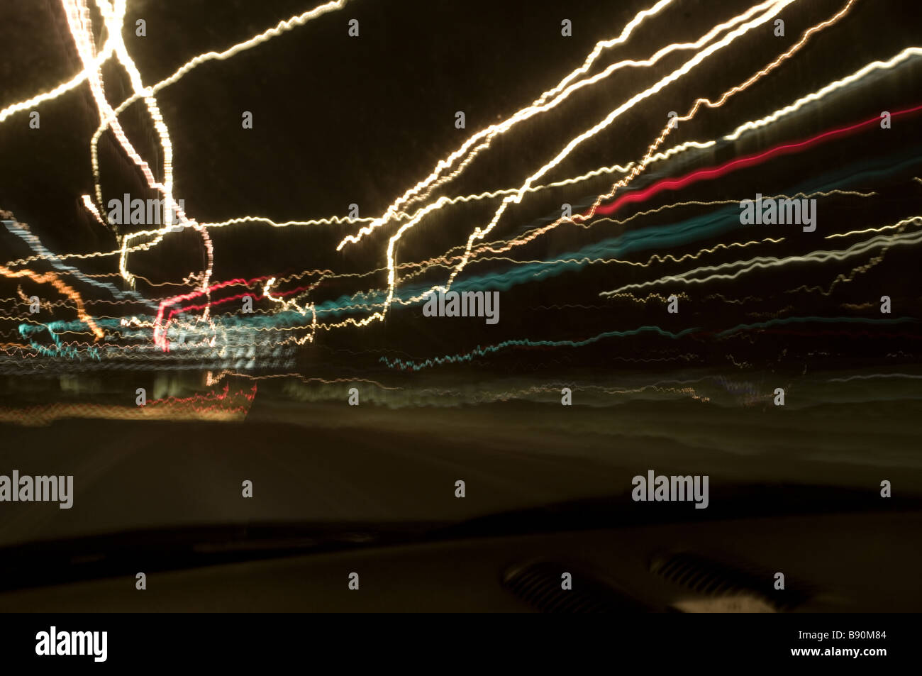 Car lights night road headlights beams hi-res stock photography and ...