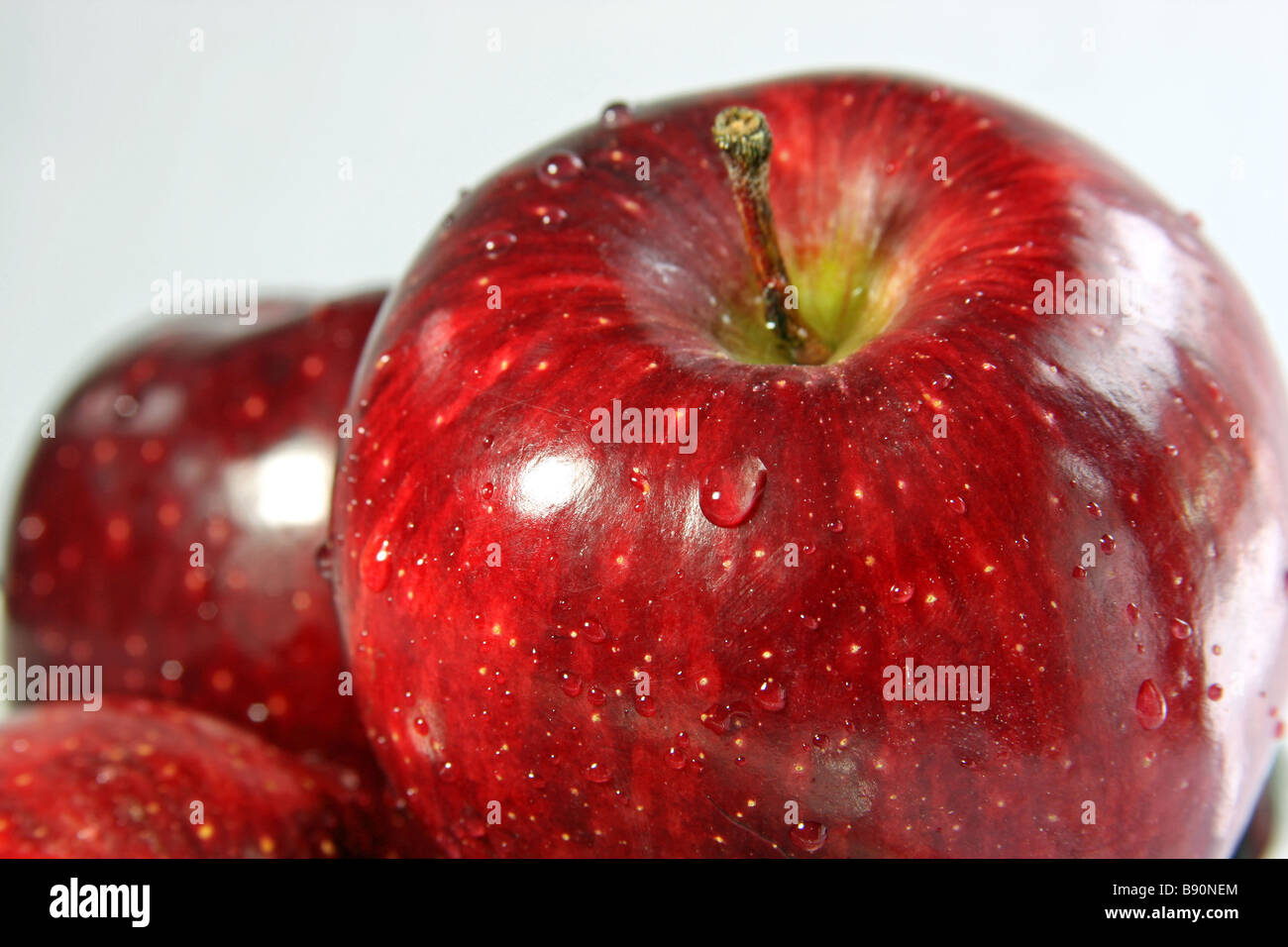 Freshly washed shiny red delicious apples with water drops Stock Photo ...