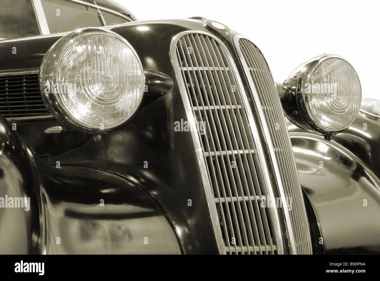 The front of antiquarian car isolated over white with clipping path ...