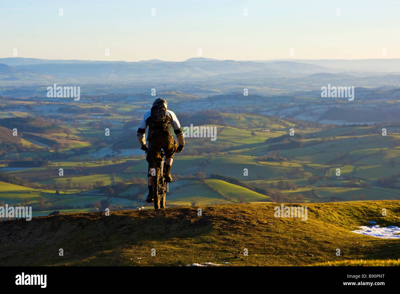 Mountainbiking in the Welsh hills Stock Photo - Alamy