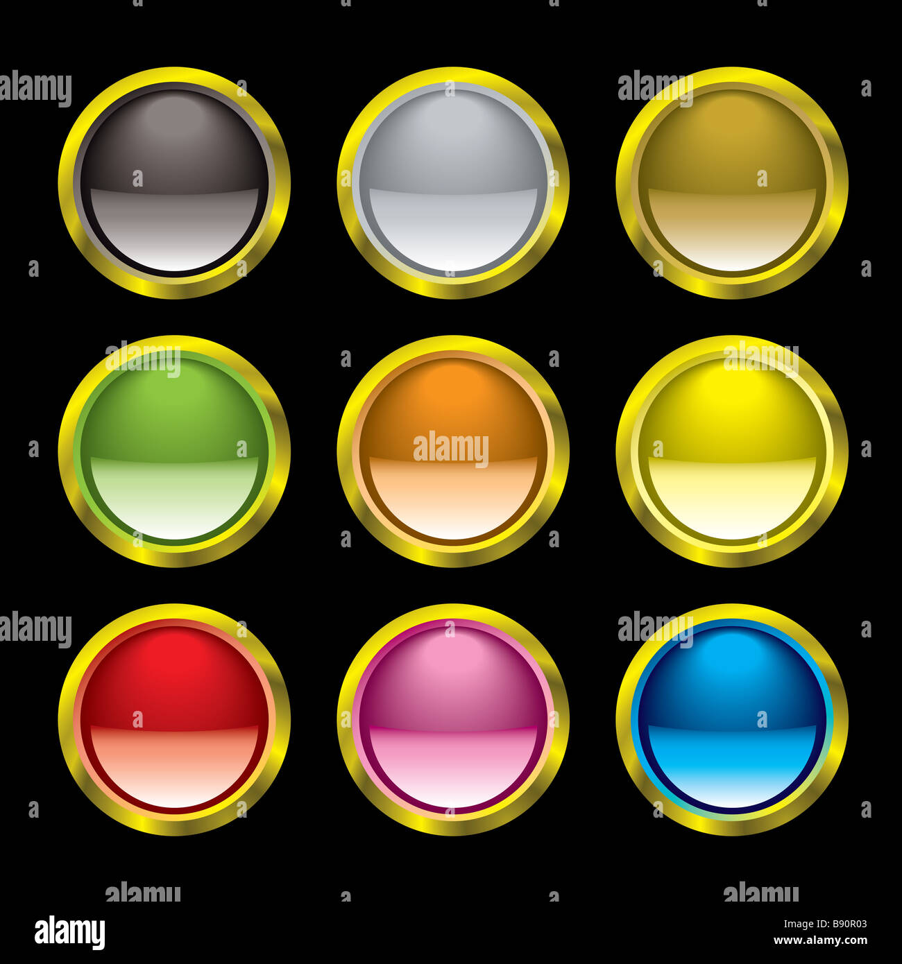 Nine black and white buttons hi-res stock photography and images - Alamy