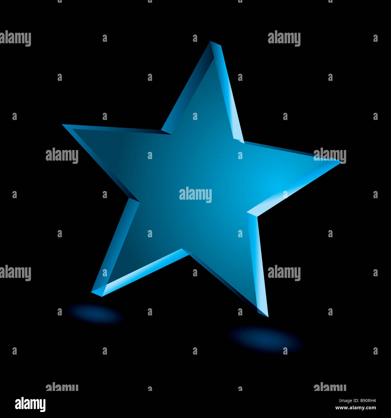 Blue star with transparent effect with shadow and blue background Stock ...