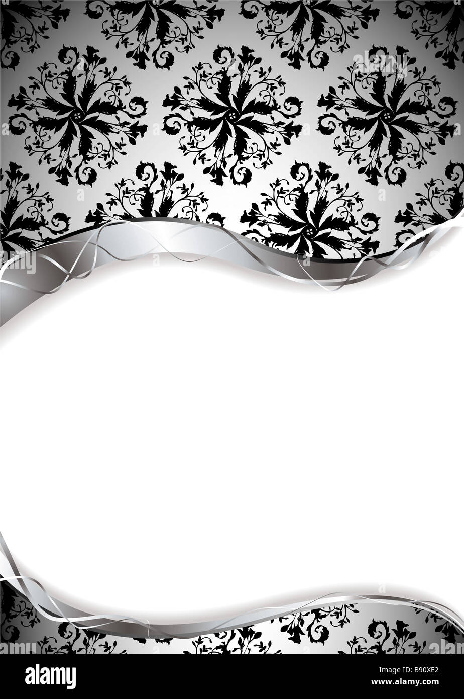 Wallpaper background with silver edge and white copy space Stock Photo ...
