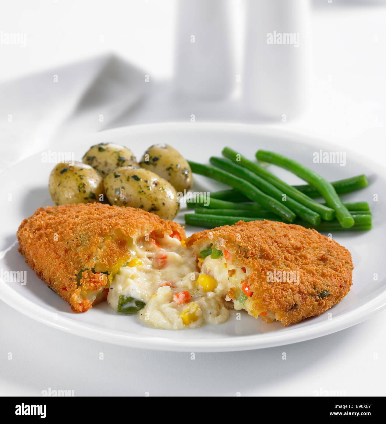 creamy filled bread crumb vegetable bake Stock Photo - Alamy