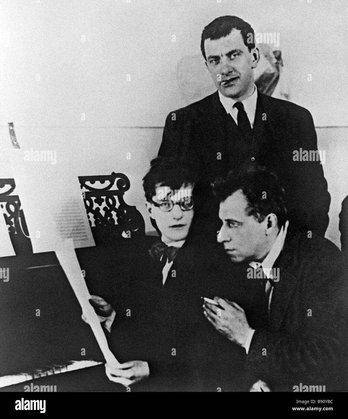 Composer Dmitry Shostakovich director Vsevolod Meyerhold and poet ...
