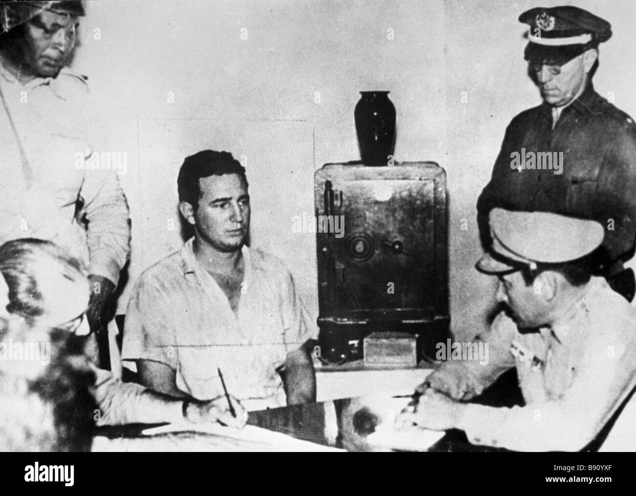 Fidel Castro center giving testimony in the Vivac prison in Santiago de ...